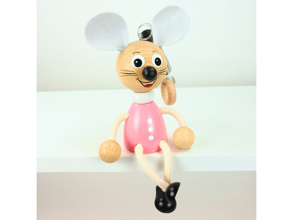 Lady mouse - wooden figure on spring - Krokido.cz